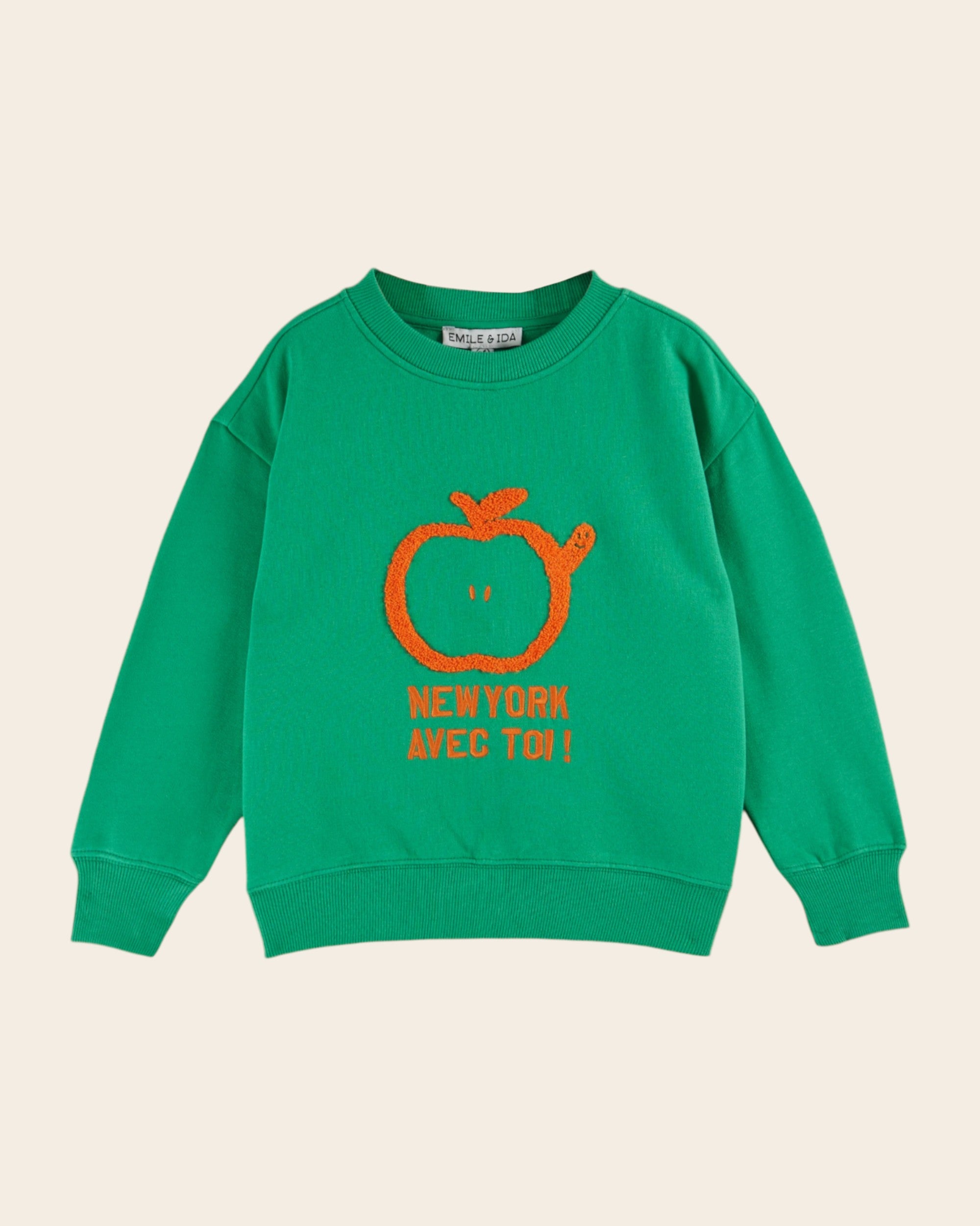 Sweat New York avec toi coton bio vert – Emile et Ida