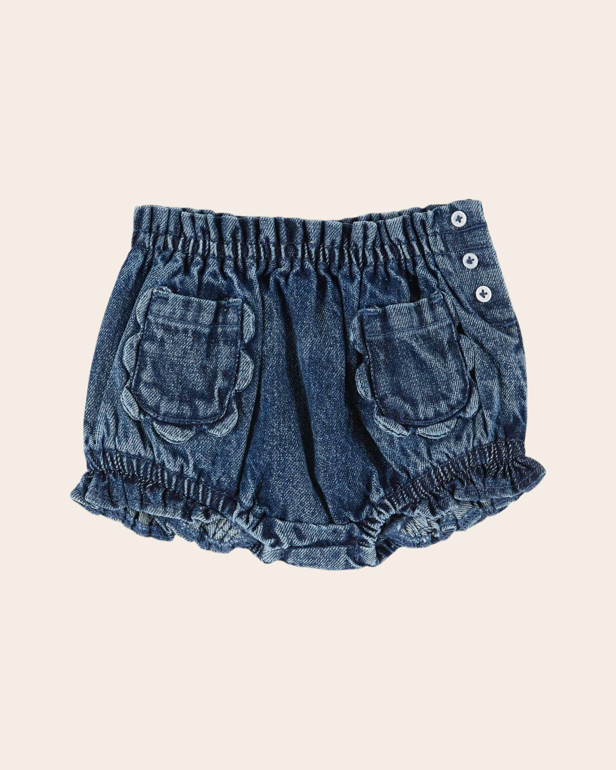 denim bloomers with denim flower pockets – Emile et Ida
